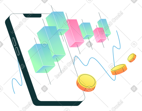 Investments and financial candlestick chart animated illustration in ...