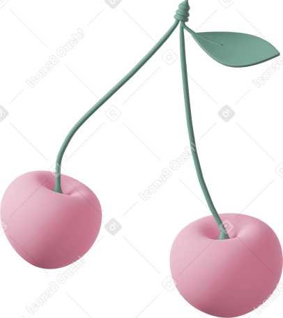 Ilustração de 3D Cerejas cor de rosa em PNG e SVG