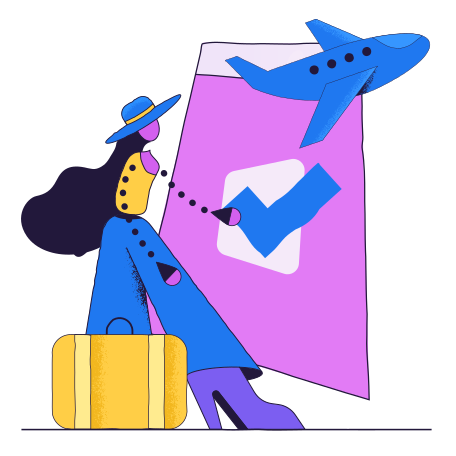 Booking a flight Illustration in PNG, SVG