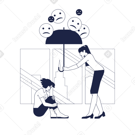 Woman in depression Illustration in PNG, SVG