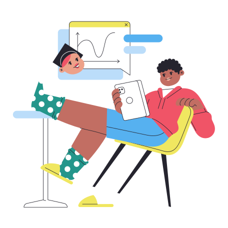 Man taking online courses Illustration in PNG, SVG