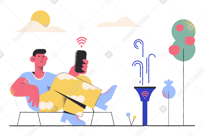 Smart watering system Illustration in PNG, SVG