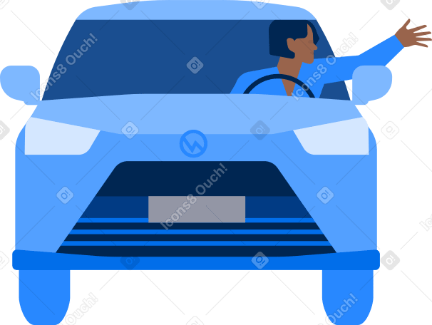 Man is sitting in car and shows his hand out of the window Illustration ...