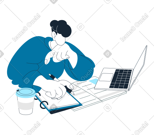 Student studying and taking notes PNG, SVG