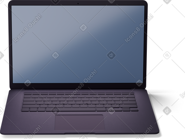 3D top view of white screen laptop PNG, SVG