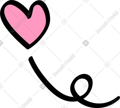 Heart with a curved line PNG, SVG