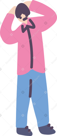 Man with hands on head Illustration in PNG, SVG
