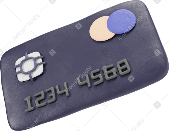 3D Black bank card floating in the air Illustration in PNG, SVG