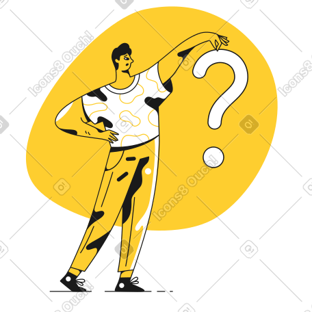 Puzzled man looking at question mark PNG, SVG