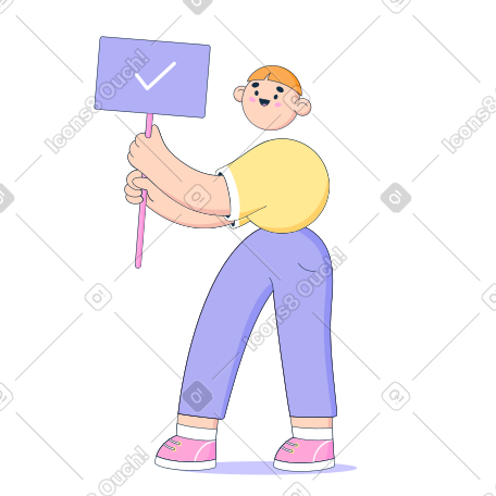 Man with check mark sign PNG, SVG