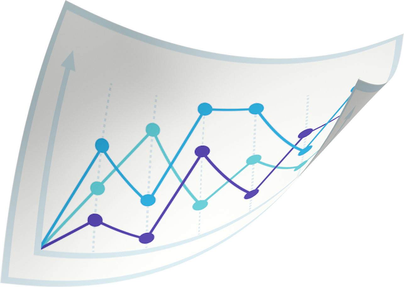 Paper page with statistics graphs Illustration in PNG, SVG