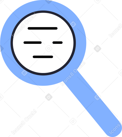 Magnifier with small text Illustration in PNG, SVG