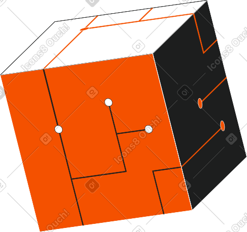 Cube with integrated circuits PNG, SVG