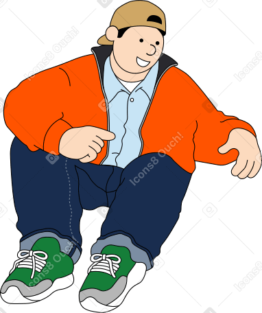 Young man sitting and hugging PNG, SVG