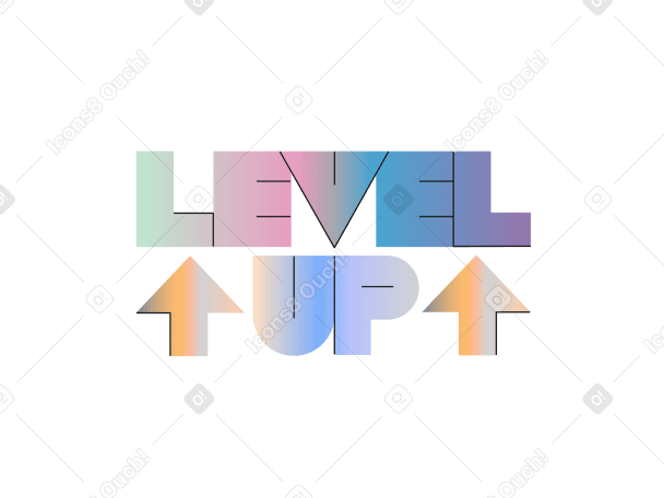 Lettering level up Illustration in PNG, SVG