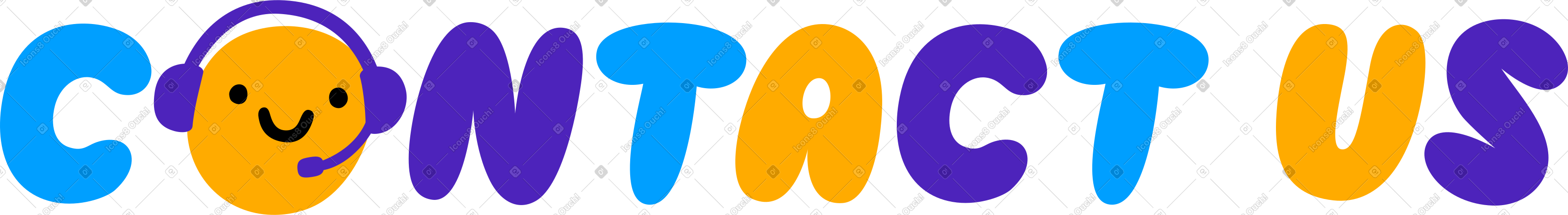 Puffy lettering sticker contact us text PNG, SVG