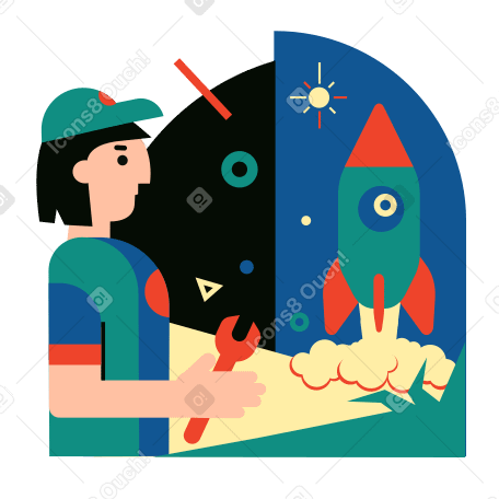 Rocket Science Illustration in PNG, SVG