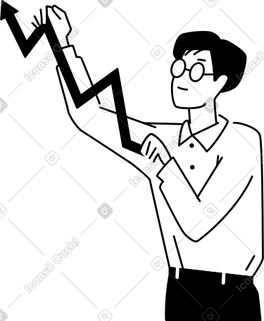 Man holding a graph PNG, SVG