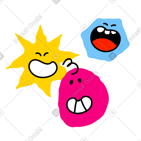Joyful characters of different shapes are laughing PNG, SVG