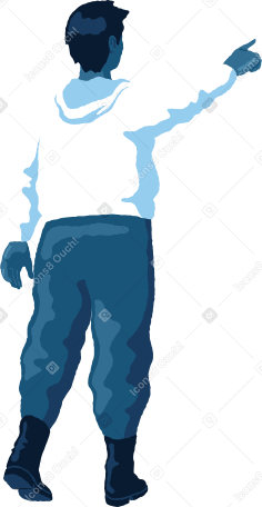 Chubby man pointing back Illustration in PNG, SVG