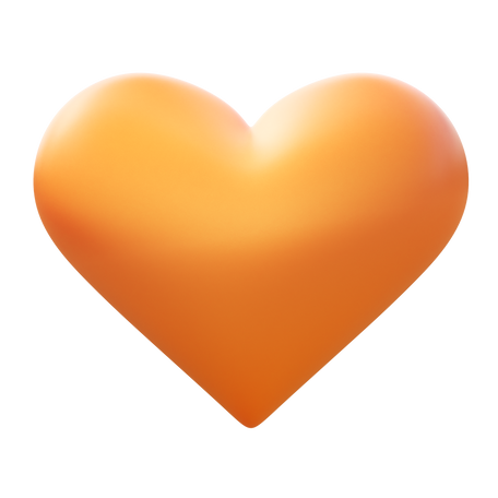 3D orange heart Illustration in PNG, SVG