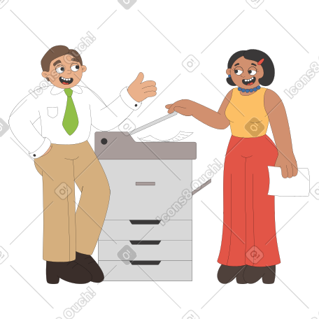 Colleagues talking by copy machine PNG, SVG
