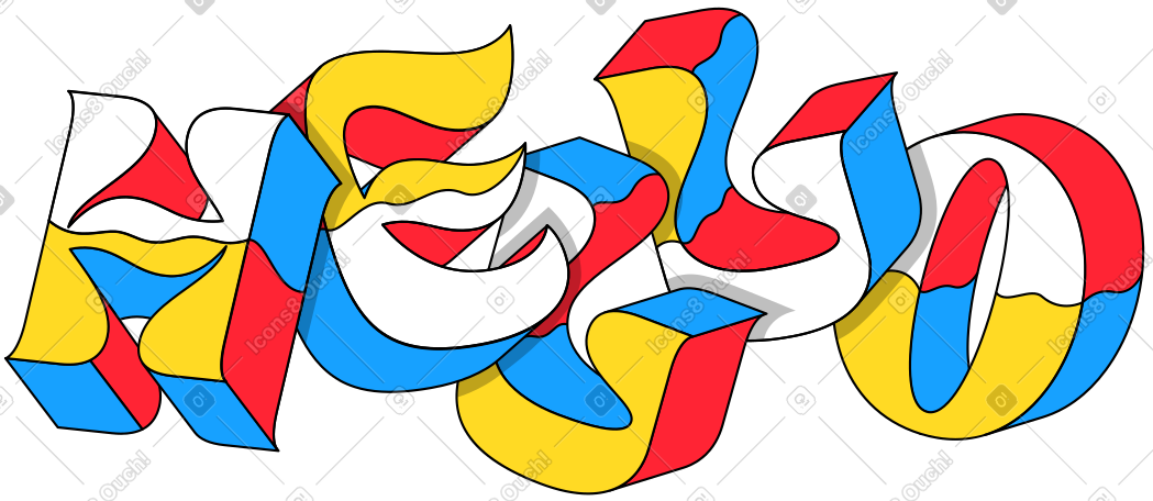 Lettering hello in 3d style text PNG, SVG