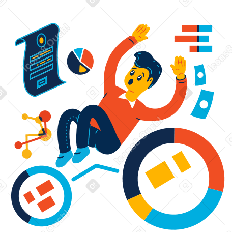 Data charts overload Illustration in PNG, SVG