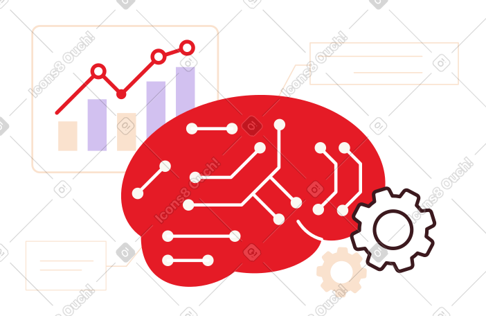 Extended intelligence: brain model and graph PNG, SVG