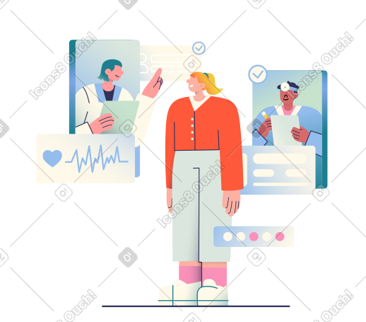 Online medical consultation animated illustration in GIF, Lottie (JSON), AE