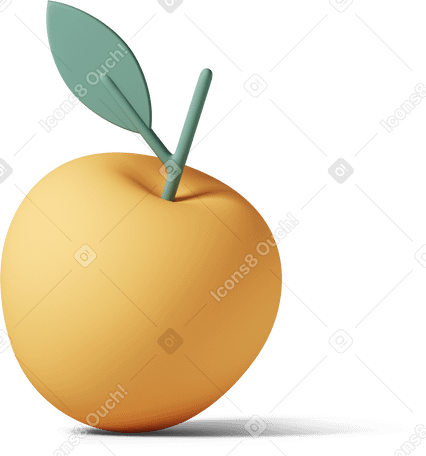 3D golden apple Illustration in PNG, SVG
