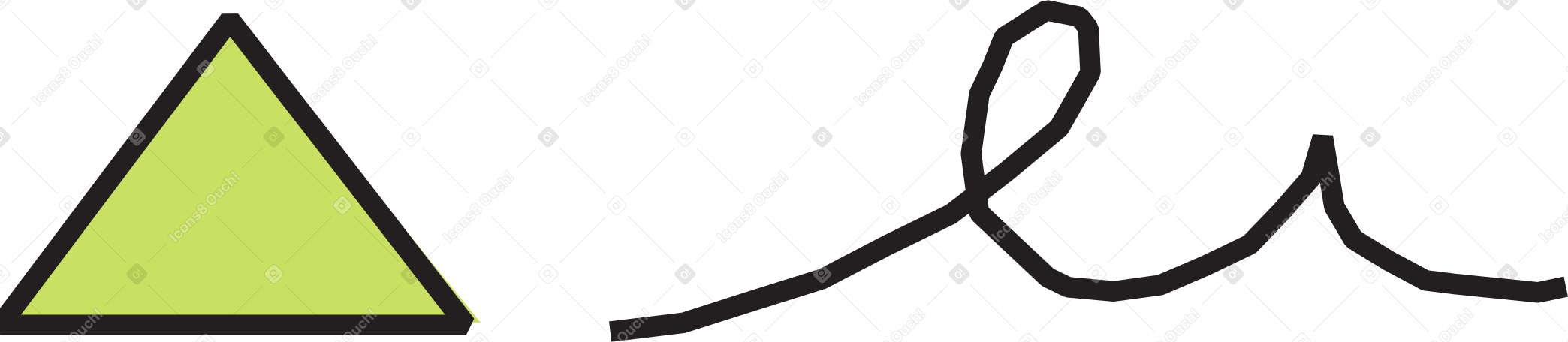 Green triangle with line Illustration in PNG, SVG