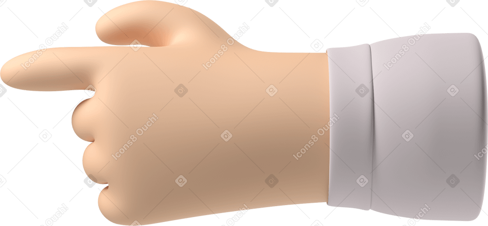 3D Pale skin hand pointing left Illustration in PNG, SVG