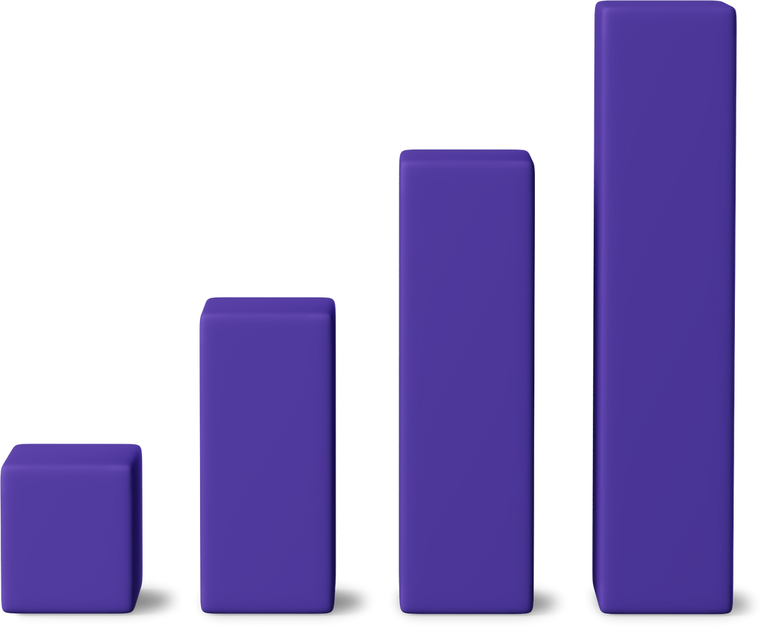 Big growing purple bar chart Illustration in PNG, SVG