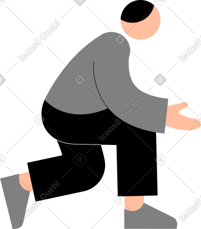 Young man crouching PNG, SVG