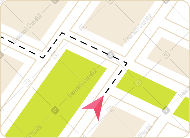 City map with route PNG, SVG