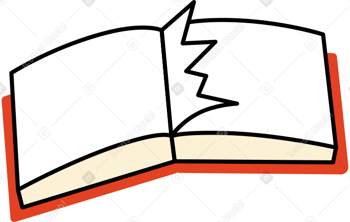 Open book with a torn page Illustration in PNG, SVG