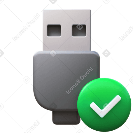 3D usb connected Illustration in PNG, SVG