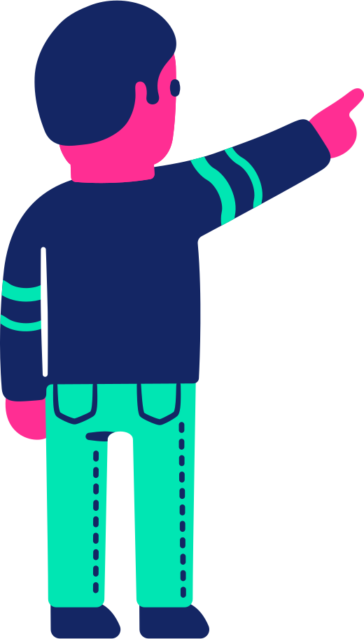 Man back pointing up Illustration in PNG, SVG