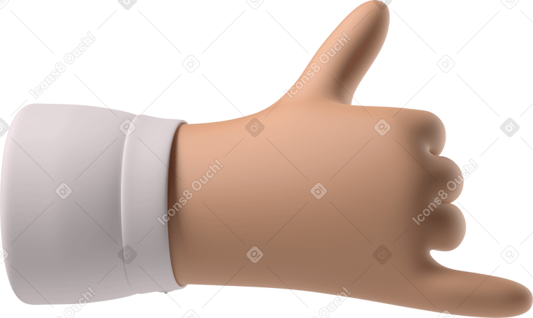 3D Tanned skin hand showing call me sign Illustration in PNG, SVG