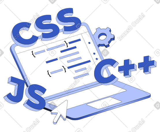 Lettering Cssjava Sriptc And Laptop With Program Code Text Png Svg 1680