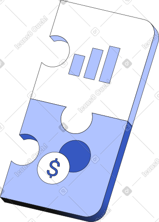 Parts of puzzle with graph icon and money icon PNG, SVG