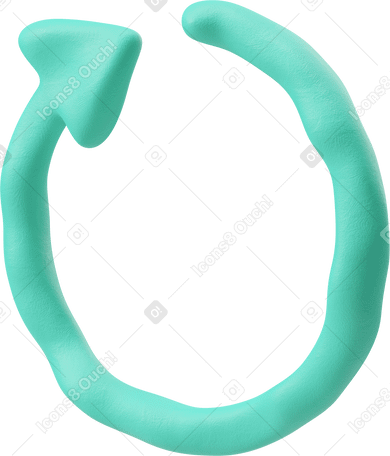 3D Three-quarter view of a blue green restart icon Illustration in PNG, SVG