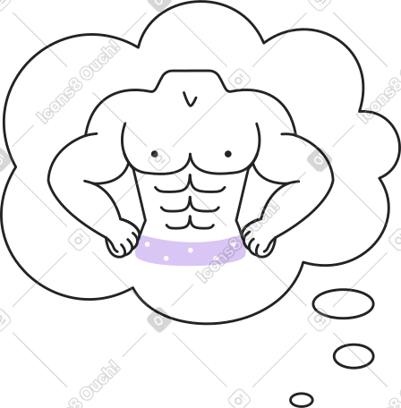 Speech bubble with a muscular body PNG, SVG