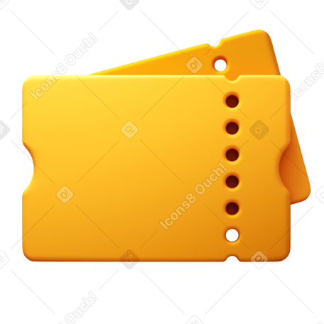 3D two tickets Illustration in PNG, SVG