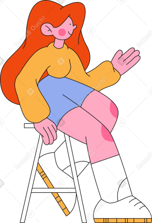 Girl sitting on a chair Illustration in PNG, SVG