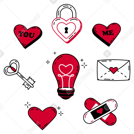 Variants of hearts PNG, SVG