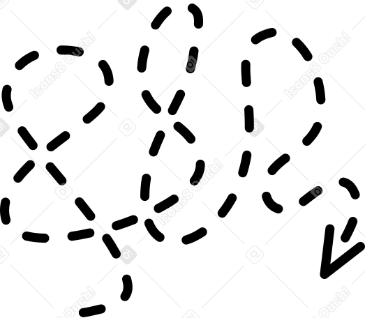 Winding arrow from a dotted line Illustration in PNG, SVG