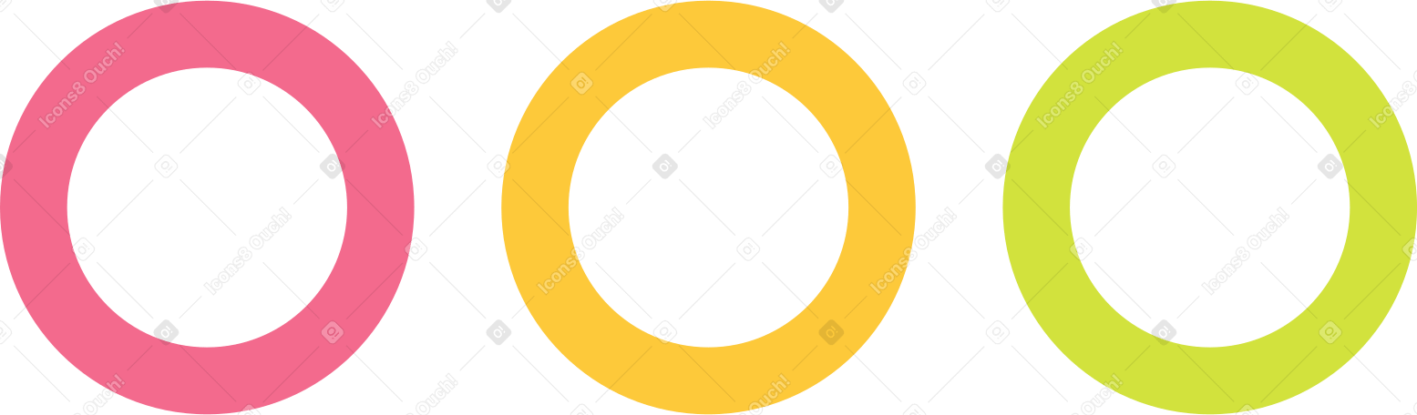 Three colored browser rings Illustration in PNG, SVG