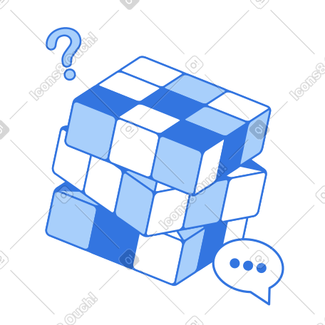 Rubik's cube puzzle with question mark PNG, SVG